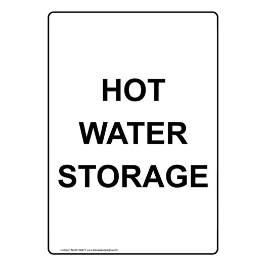 Vertical Sign - Hot / Burn - Hot Water Storage