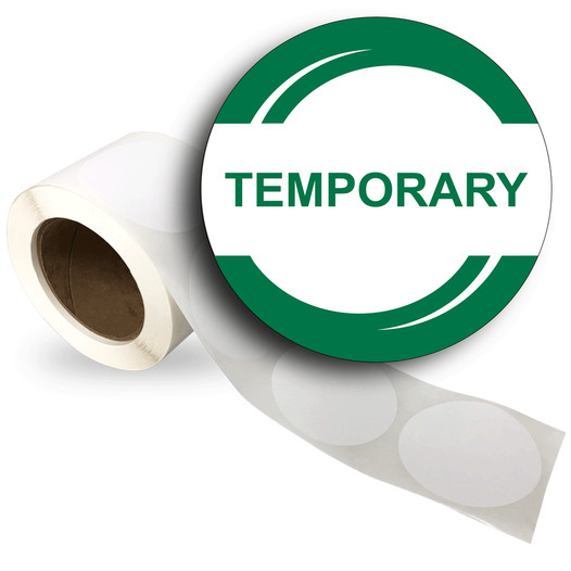 Roll of Round Hardhat Labels - Temporary - Adhesive