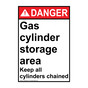 Vertical Gas Cylinder Storage Area Keep Sign - ANSI Danger