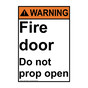 Vertical Fire Door Do Not Prop Open Sign - ANSI Warning - Fire Exit