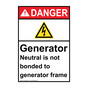 Vertical Generator Neutral Sign - ANSI Danger - Electrical Warning
