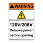 Vertical 120V/208V Remove Power Sign - ANSI Warning - Electrical Voltage