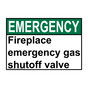 Emergency Sign - Fireplace Emergency Gas Shutoff Valve - ANSI
