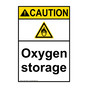 Vertical Oxygen Storage Sign - ANSI Caution - Hazardous Gas / Gas Lines