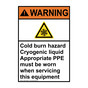 Vertical Cold Burn Hazard Cryogenic Sign - ANSI Warning - Hot / Burn