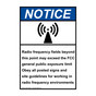 Vertical Radio Frequency Fields Sign - ANSI Notice