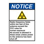 Vertical Radio Frequency Fields Sign - ANSI Notice - Restricted Area