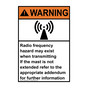 Vertical Radio Frequency Hazard Sign - ANSI Warning - Information