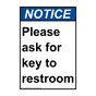 Vertical Please Ask For Key To Restroom Sign - ANSI Notice