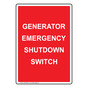 Red Vertical Sign - Generator Emergency Shutdown Switch