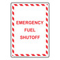 Vertical White Emergency Fuel Shutoff Sign or Label