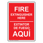 English + Spanish Sign - Fire Extinguisher Bilingual - Red