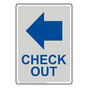 Blue-On-Pearl Gray Direction Sign - Check Out [Left Arrow] - US Made