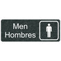 Men Hombres Bilingual Engraved Sign EGRB-430-SYM-WHTonCHMRBL Restrooms