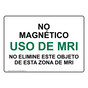 Spanish MRI / X-Ray / Microwave Sign - Non Magnetic Mri Spanish