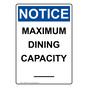 Vertical Maximum Dining Capacity ____ Sign - OSHA NOTICE