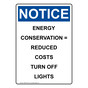 Vertical Energy Conservation = Reduced Sign - OSHA NOTICE