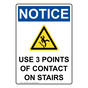 Vertical Use 3 Points Of Contact Sign - OSHA NOTICE