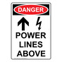Vertical Power Lines Above Sign - OSHA DANGER