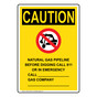 Vertical Natural Gas Pipeline Sign - OSHA CAUTION