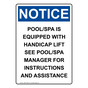 Vertical Pool/Spa Accessible Lift Sign - OSHA NOTICE