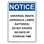 Vertical Universal Waste (Aerosols, Lamps, Sign - OSHA NOTICE