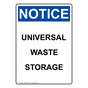 Vertical Universal Waste Storage Sign - OSHA NOTICE