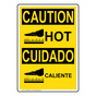 OSHA Hot Vertical Sign or Label - Yellow - 6 Sizes