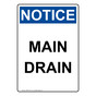 Vertical Main Drain Sign - OSHA NOTICE