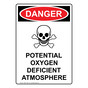 Vertical Potential Oxygen Deficient Sign - OSHA DANGER