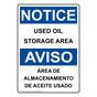 Vertical Used Oil Storage Area Bilingual Sign - OSHA NOTICE