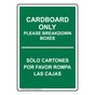 English + Spanish Vertical Sign - Cardboard Only Please Breakdown Boxes