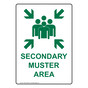 White Secondary Muster Area Sign - Vertical