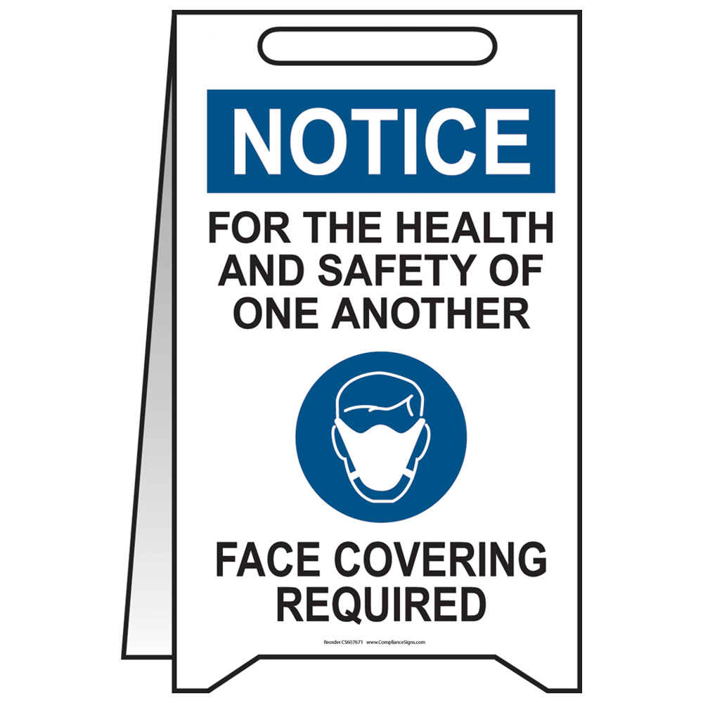 Face Covering Sign - OSHA Notice - Stand-up - Folding - Wait Here