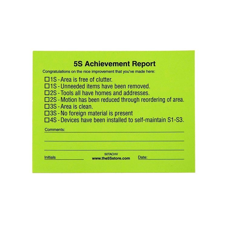 5S Management Walk in.Achievement in. Sticky Tag - 5S Product