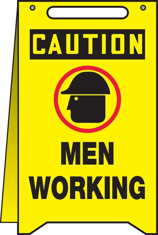 Men Working Folding Floor Sign - OSHA Caution - 20 x 12 in.