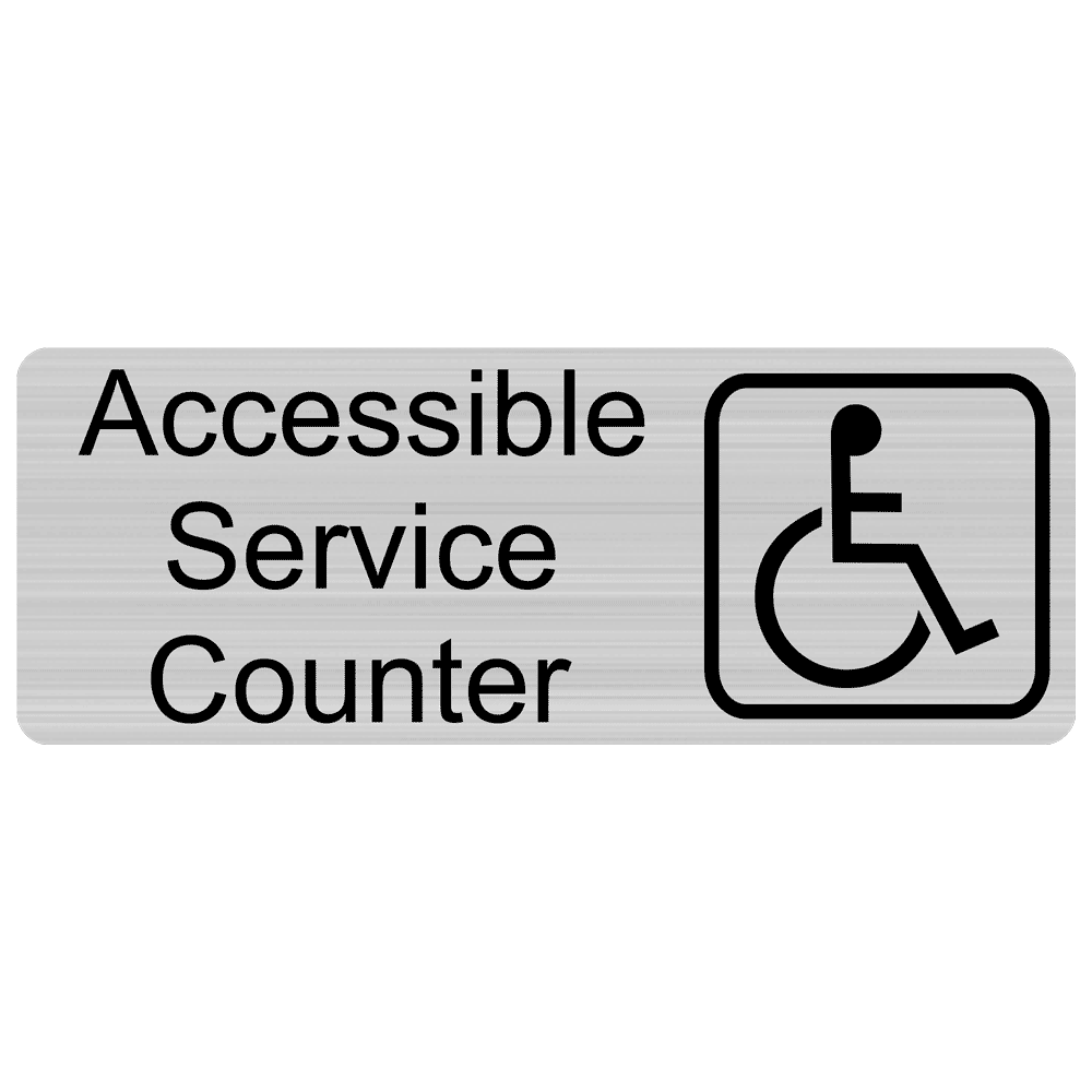 Accessible Service Counter Engraved Sign EGRE-17822-SYM-BLKonSLVR