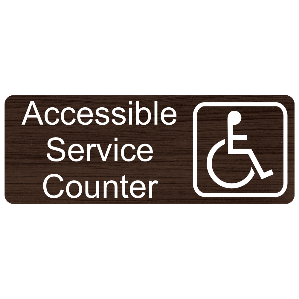 Accessible Service Counter Engraved Sign EGRE-17822-SYM-WHTonKNA
