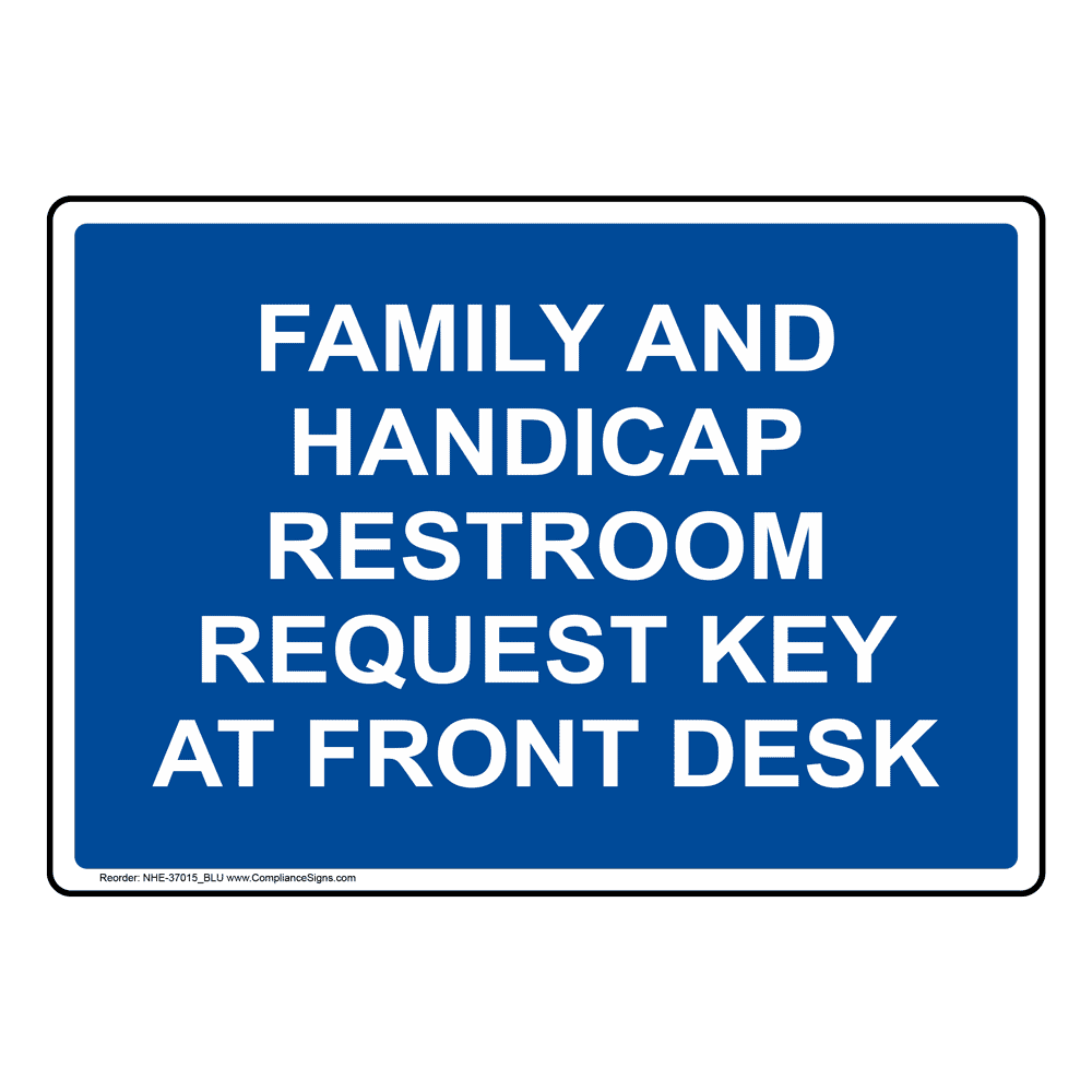 Restrooms Sign - Family And Handicap Restroom Request Key