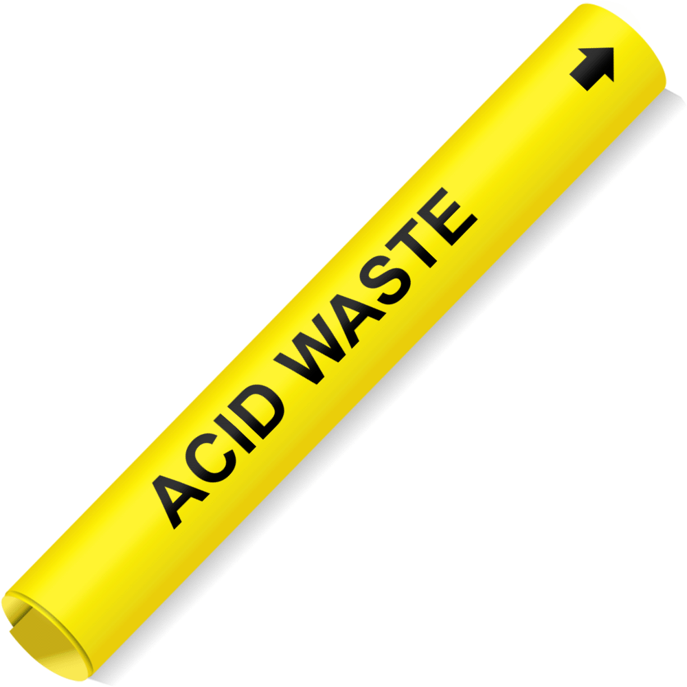 Coiled Pipe Marker - ACID WASTE - Yellow - ASME A13.1