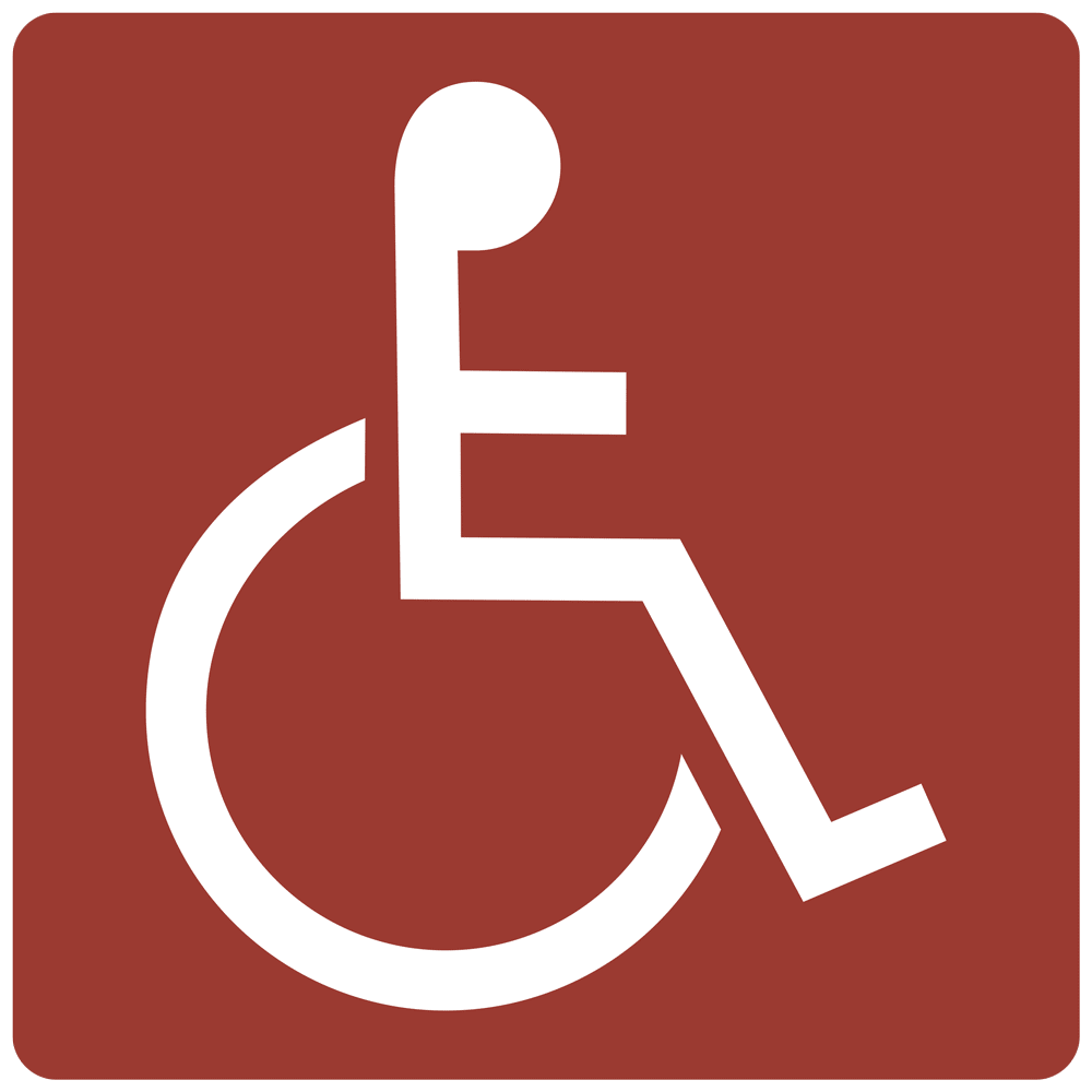 ADA Wheelchair Accessible Symbol White on Canyon Sign NHE-1-WHTonCanyon