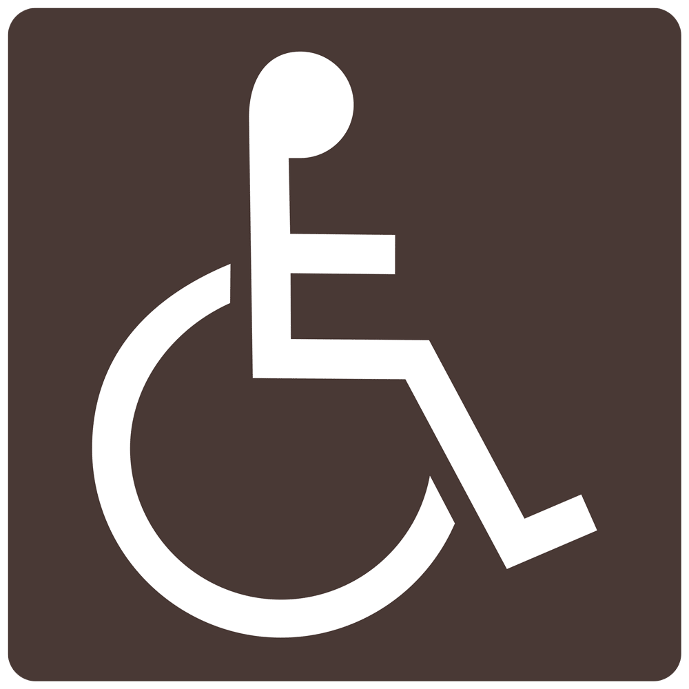 ADA Wheelchair Accessible Symbol White on Brown Sign NHE-1-WHTonDKBN