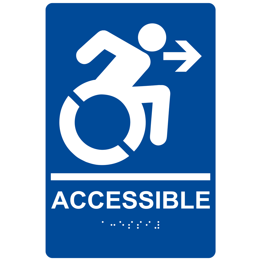 Blue Accessible Braille Sign With Dynamic Accessibility Symbol RRE ...