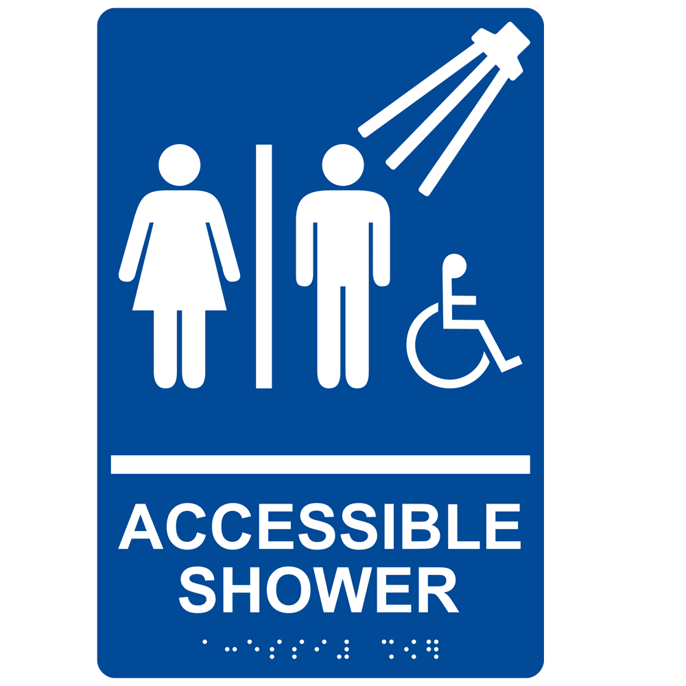 ADA Accessible Shower Braille Sign RRE-14802_WHTonBLU Accessibility