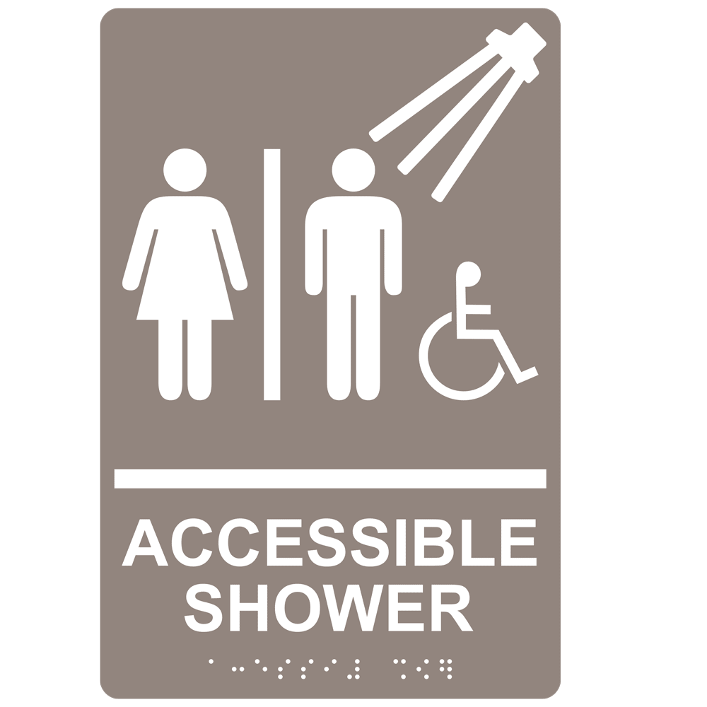 ADA Accessible Shower Braille Sign RRE-14802_WHTonTaupe Accessibility