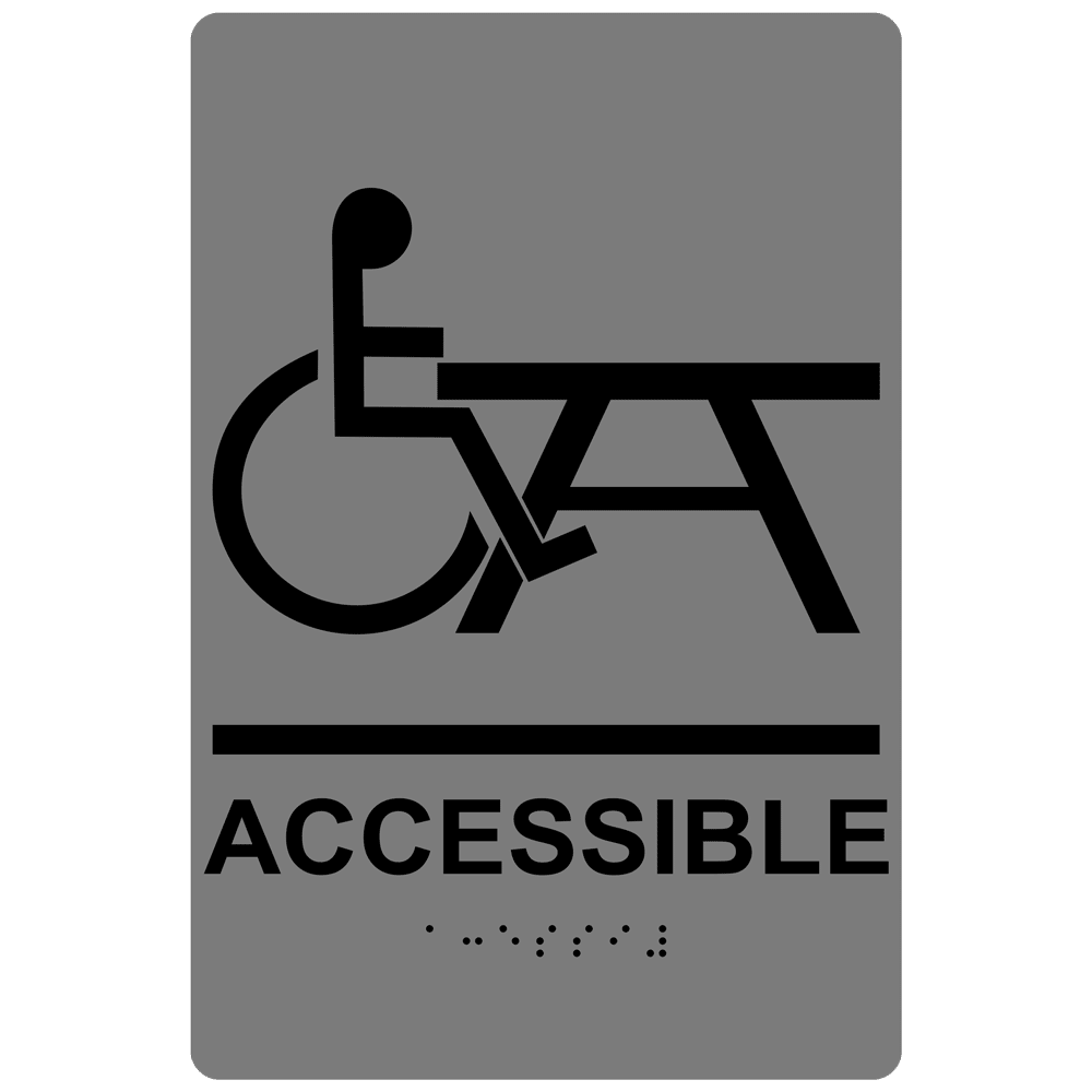 ADA Accessible Braille Sign RRE-16803_BLKonGray Handicap Assistance