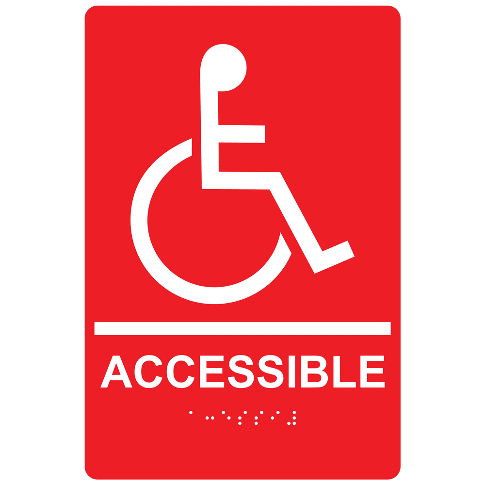 ADA Accessible Braille Sign RRE-190_WHTonRed Handicap Assistance