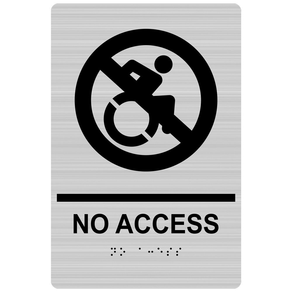 Portrait New York|Connecticut ADA No Access Sign RRE-19620R_BLKonBRSLVR