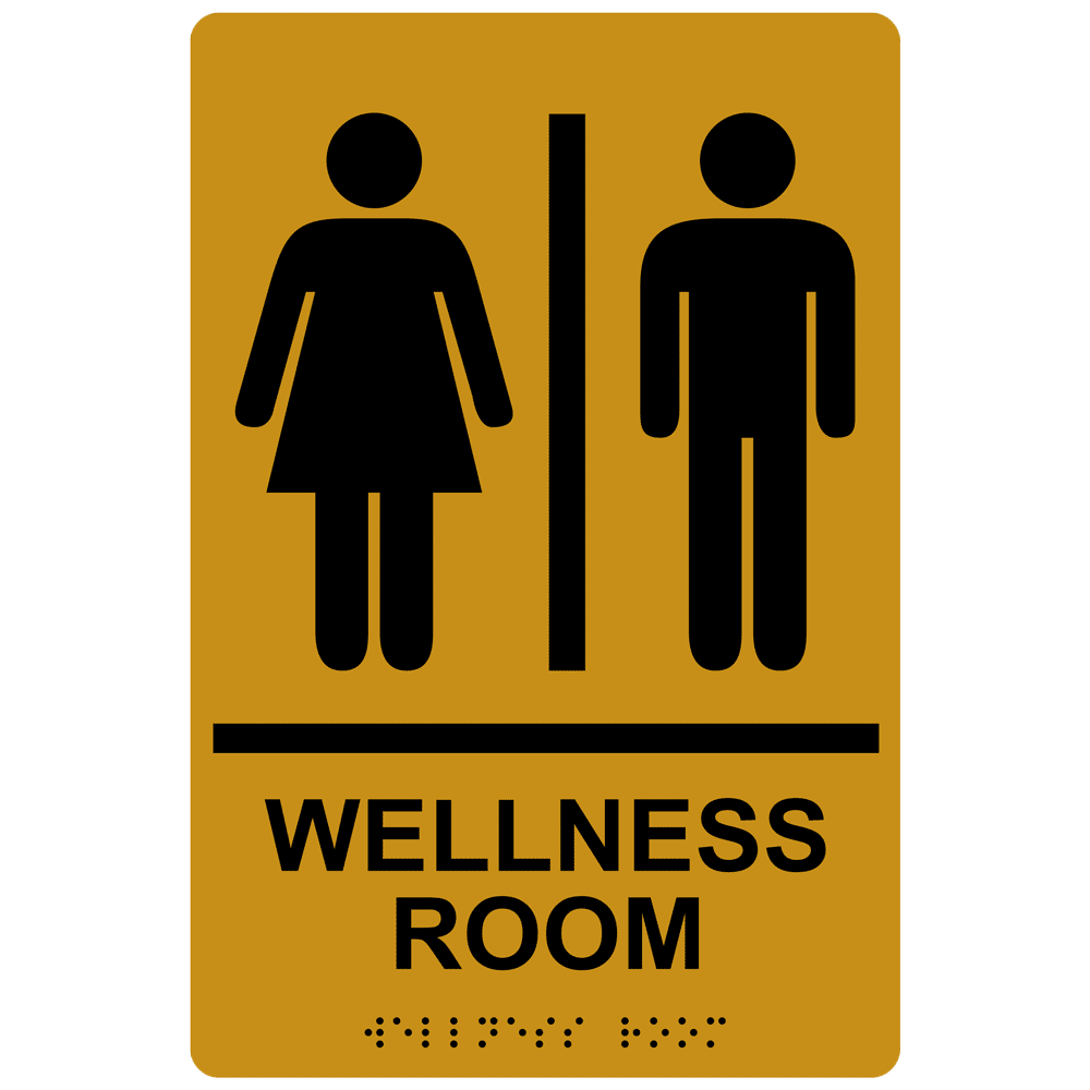 ADA Wellness Room Braille Sign with Symbol RRE-50820-BLKonGLD