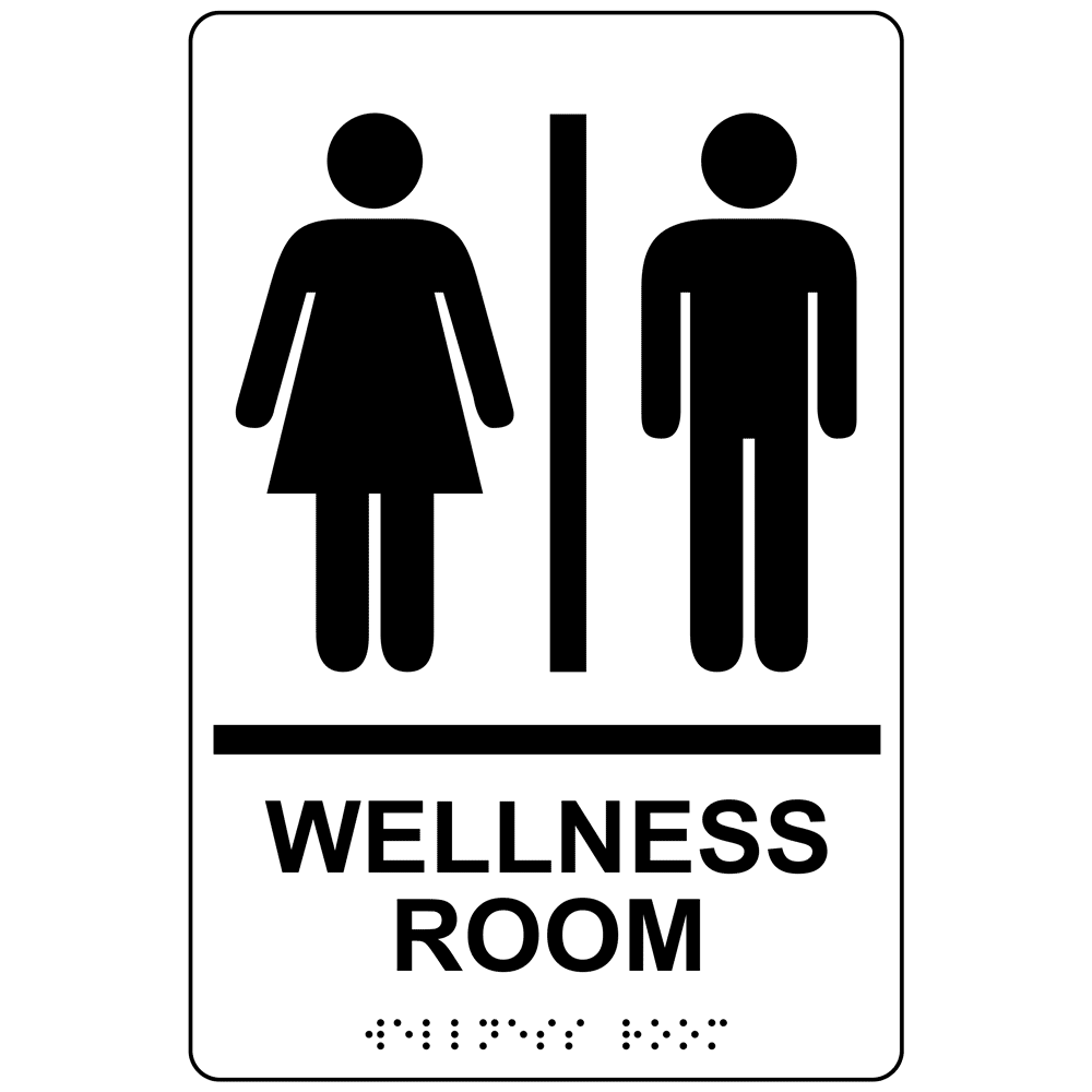 ADA Wellness Room Braille Sign with Symbol RRE-50820-BLKonWHT